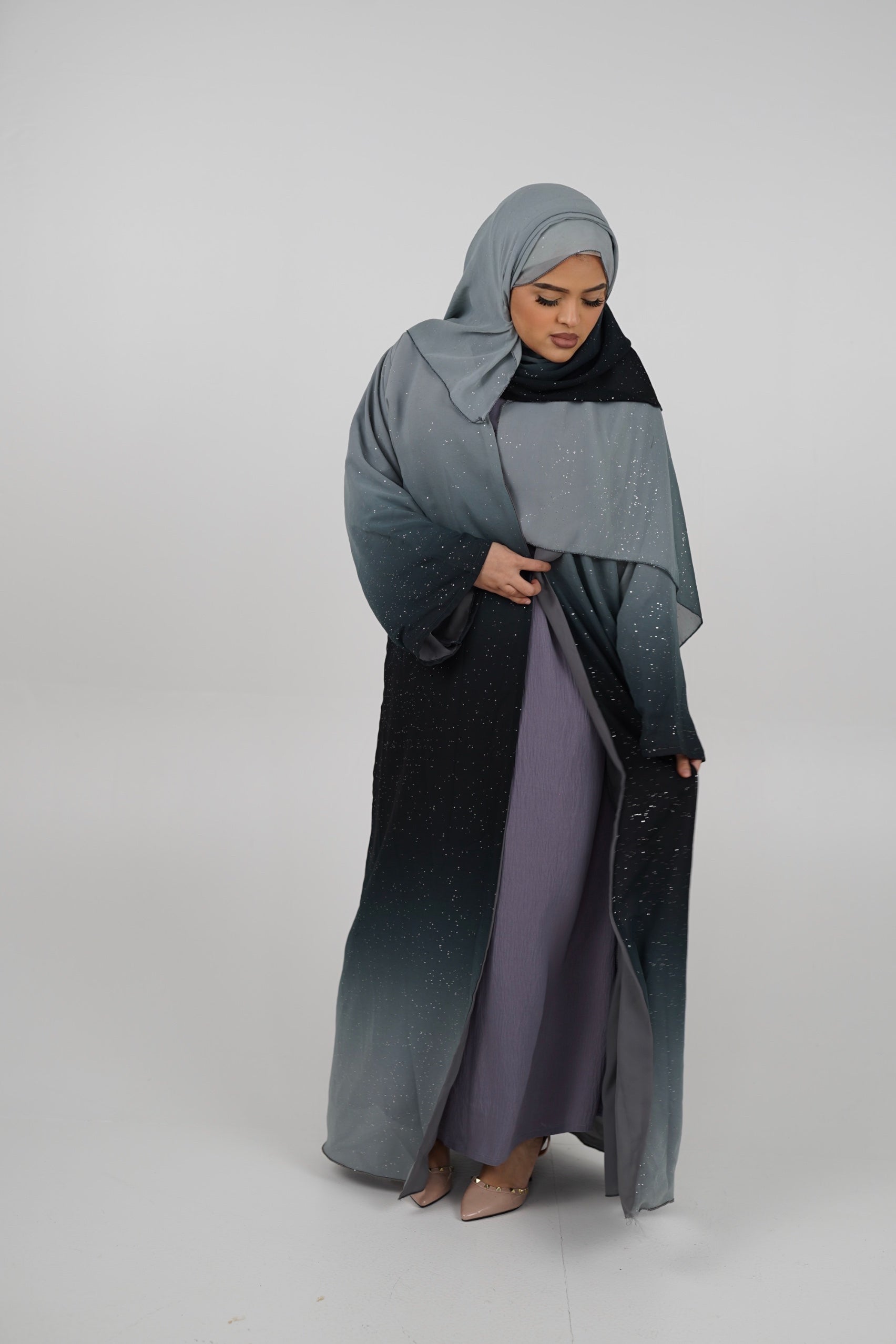Laila Ombre Abaya | Light green & Dark Green – Dirham Collection