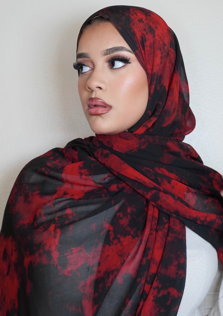Print Hijabs | Water Color Hijabs | Dragon Rose – Dirham Collection
